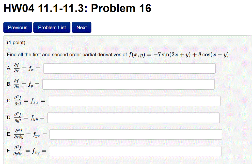 Solved revious Problem List Next (1 point) Find all the | Chegg.com