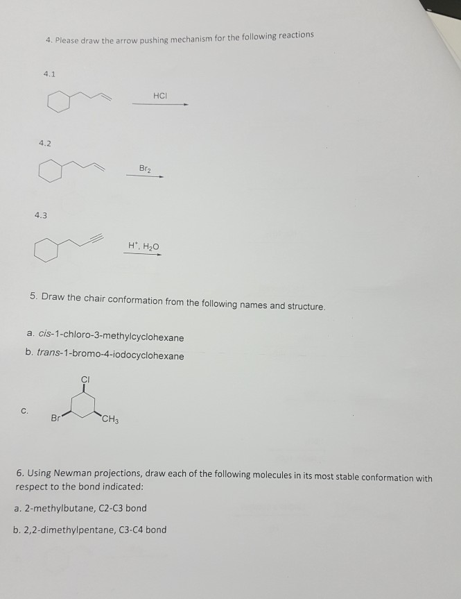 Solved 1. Name the following molecules according to the | Chegg.com
