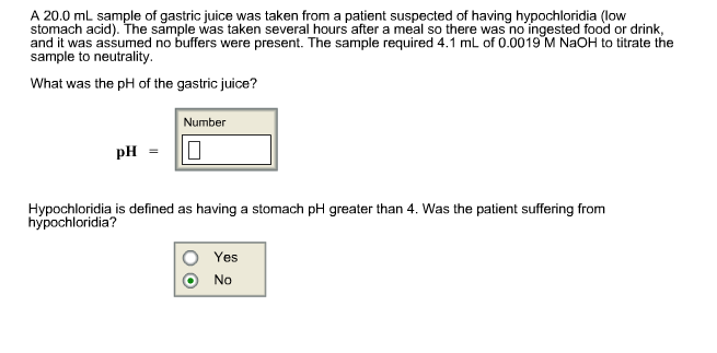 Solved A 200 mL sample of gastric juice was taken from a | Chegg.com
