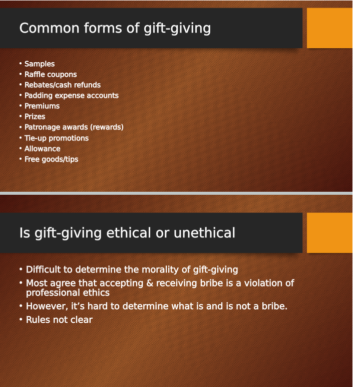 Solved Gift giving & Bribery Gift-giving. An act of | Chegg.com