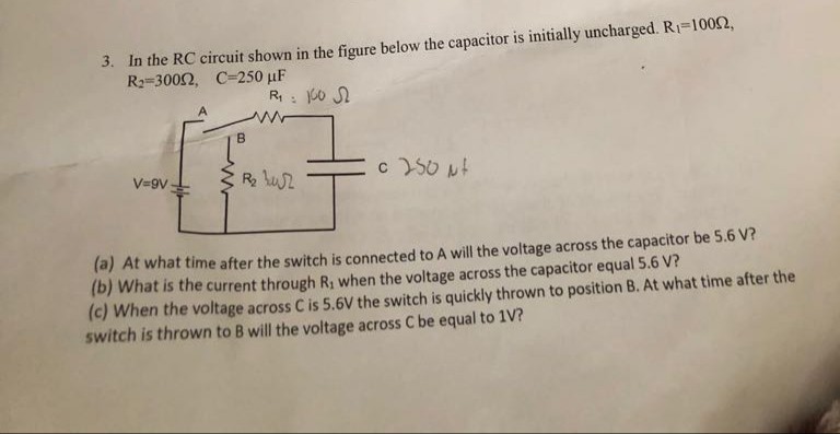 Solved 3. In the RC circuit shown in the figure below the | Chegg.com
