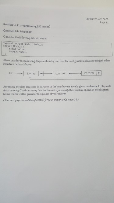 Solved SENG 265 A01/A02 Page 11 Section C: C programming (50 | Chegg.com