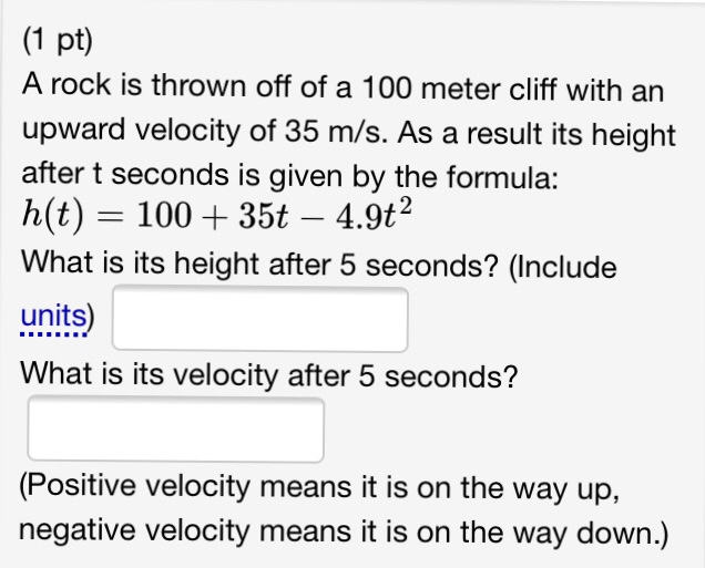 Solved A rock is thrown off of a 100 meter cliff with an | Chegg.com