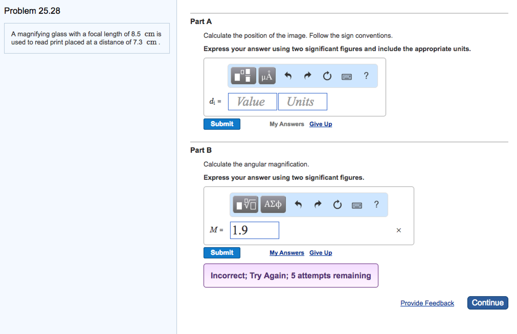 Solved A magnifying glass with a focal length of 8.5 cm is | Chegg.com
