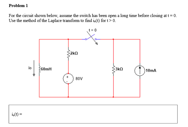 Solved Problem 1 For the circuit shown below, assume the | Chegg.com