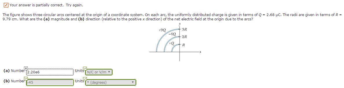 Solved The figure shows three circular arcs centered at the | Chegg.com
