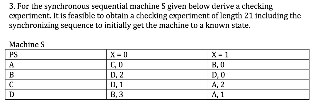 For the synchronous sequential machine S given below | Chegg.com