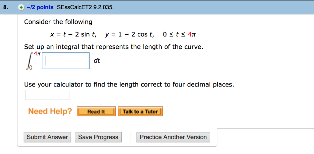 Solved Consider the following x = t - 2 sin t, y = 1 - 2 | Chegg.com