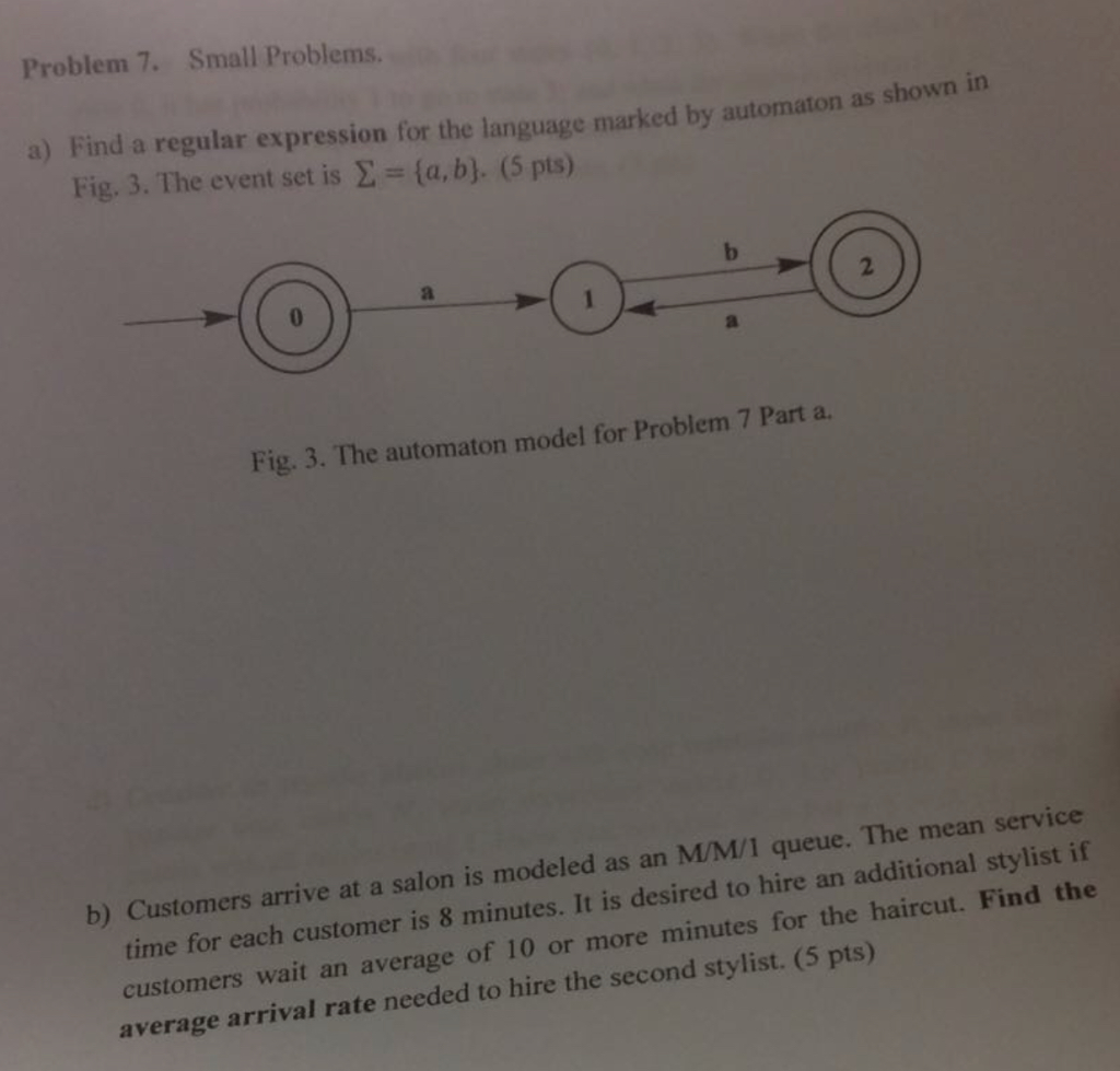 Solved Problem 7. Small Problems. a) Find a regular | Chegg.com