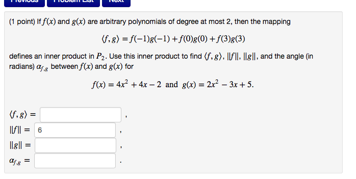 Solved (1 point) If f(x) and g(x) are arbitrary polynomials | Chegg.com
