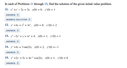 Solved In each of Problems 11 through 15, find the solution | Chegg.com