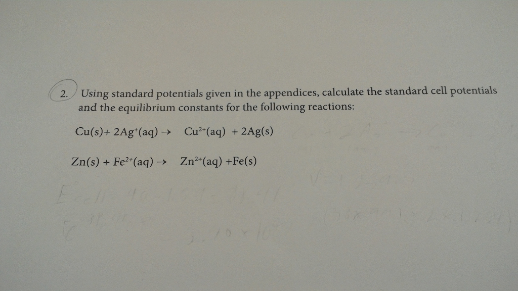 Solved Using standard potentials given in the appendices, | Chegg.com Solved Using standard potentials given in the appendices, | Chegg.com