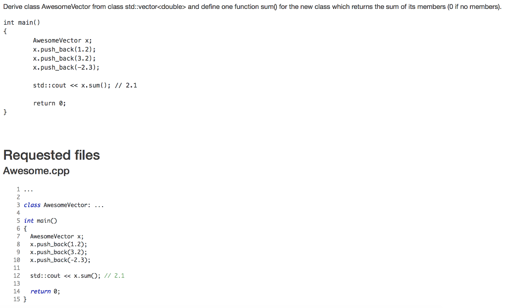 Solved Derive class AwesomeVector from class | Chegg.com