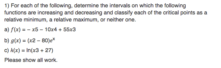 Solved For each of the following, determine the intervals on | Chegg.com