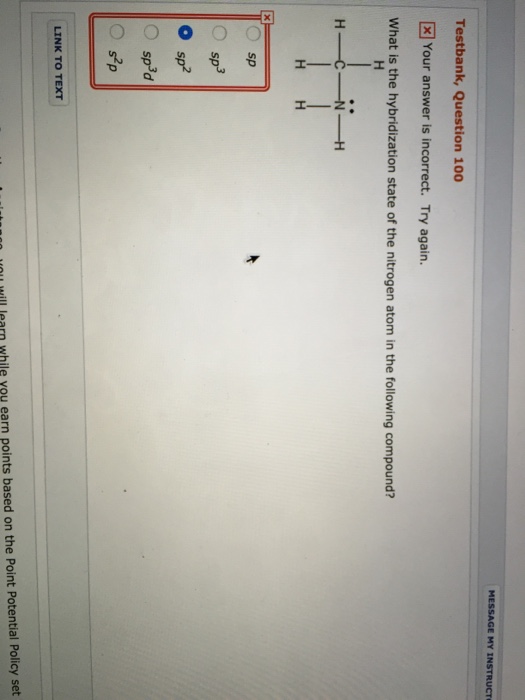 Solved What is the hybridization state of the nitrogen atom | Chegg.com