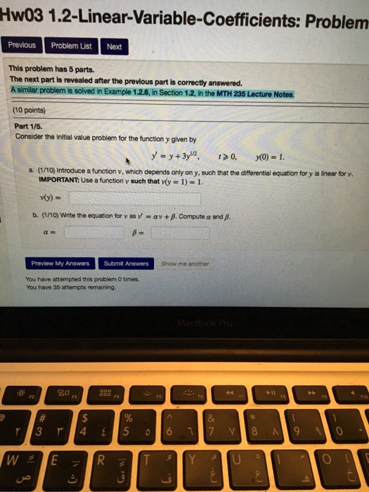 Solved Consider The Initial Value Problem For The Function Y 0296