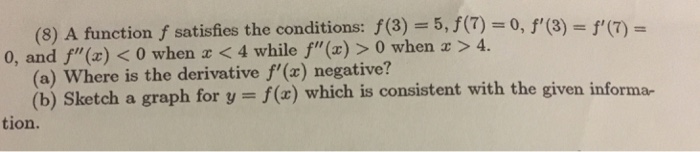 Solved A function f satisfies the conditions: f(3) = 5, f(7) | Chegg.com