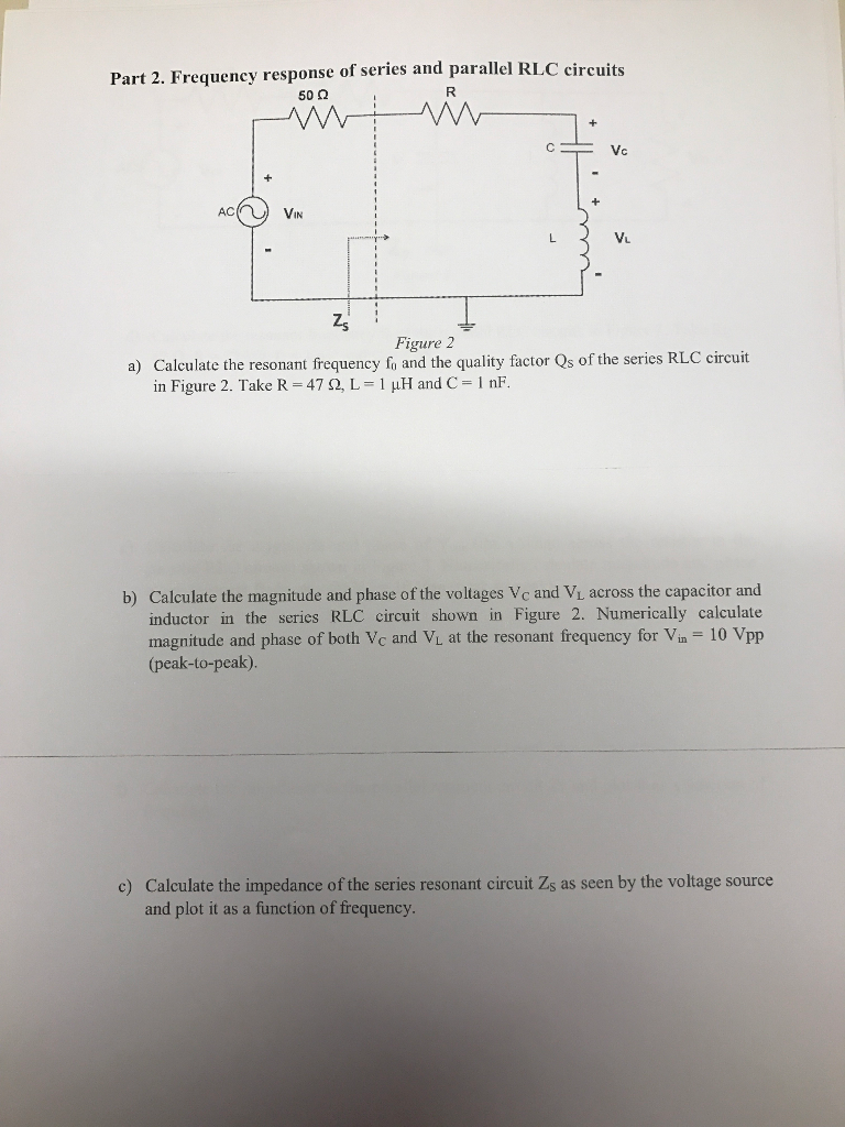Solved a) Calculate the resonant frequency f0 and the | Chegg.com