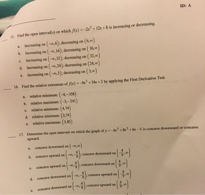 Solved Find the relative extremum of by applying the First | Chegg.com