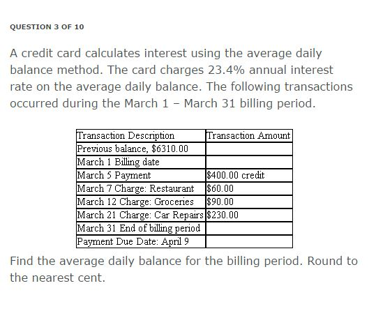 A credit card calculates interest using the average | Chegg.com