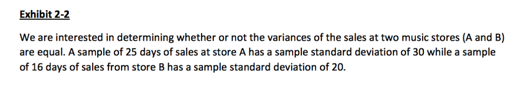 Solved Exhibit 2-2 We are interested in determining whether | Chegg.com