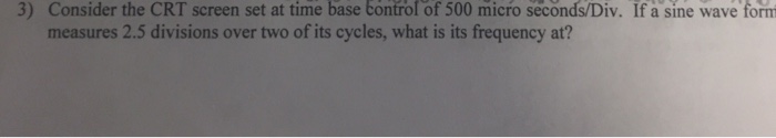Solved Consider the CRT screen set at time base control of | Chegg.com