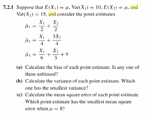 Solved Suppose that E(X1) = mu. Var(X1) = 10, E(X2) = mu, | Chegg.com