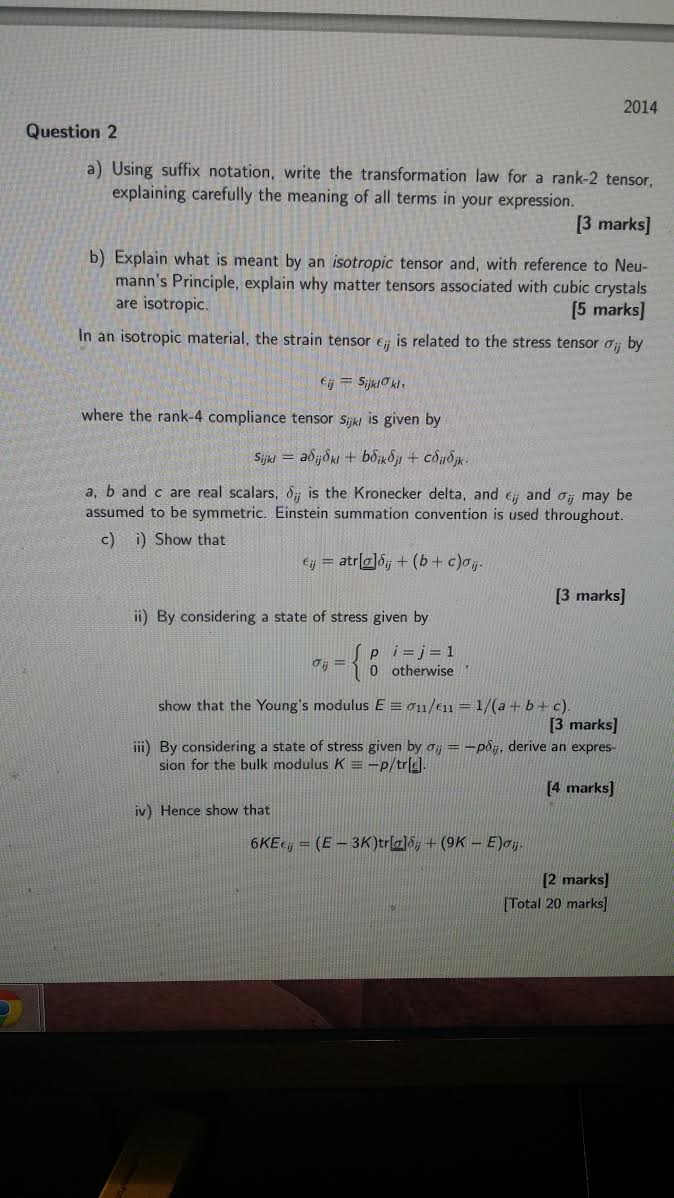 Using suffix notation, write the transformation law | Chegg.com