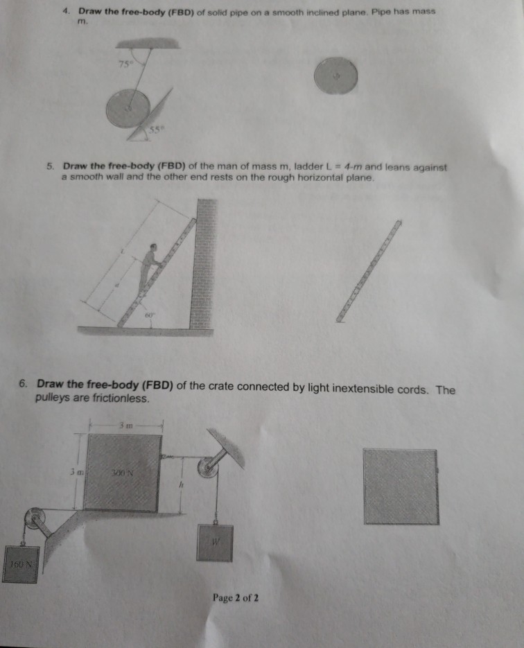 Solved 4. Draw the free-body (FBD) of solid pipe on a smooth | Chegg.com
