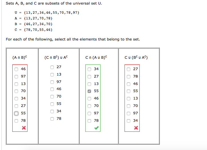 Solved Sets A, B, and C are subsets of the universal set U U | Chegg.com