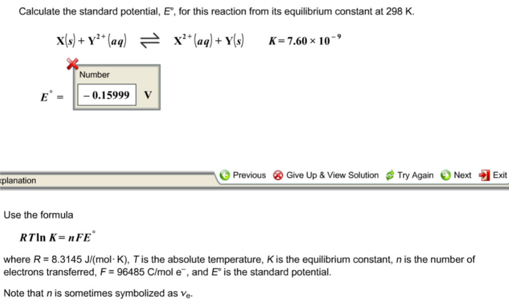 Solved Calculate the standard potential, E°, for this | Chegg.com