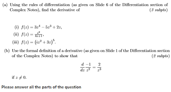 Solved (a) Using the rules of differentiation (as given on | Chegg.com