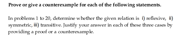 Solved Prove or give a counterexample for each of the | Chegg.com