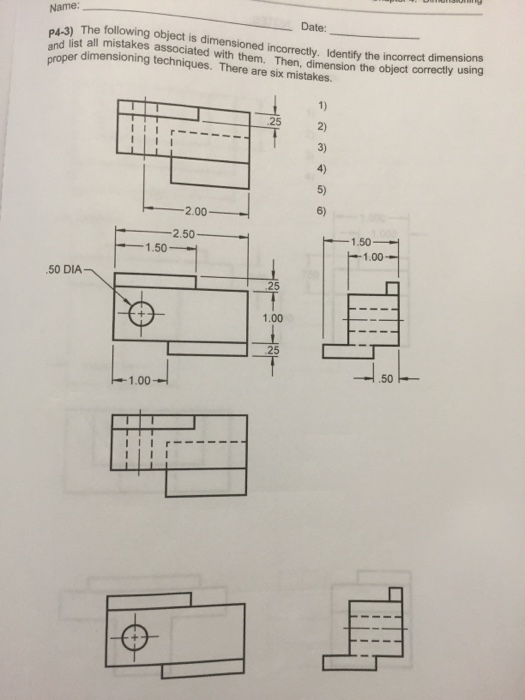 The following object is dimensioned incorrectly. | Chegg.com