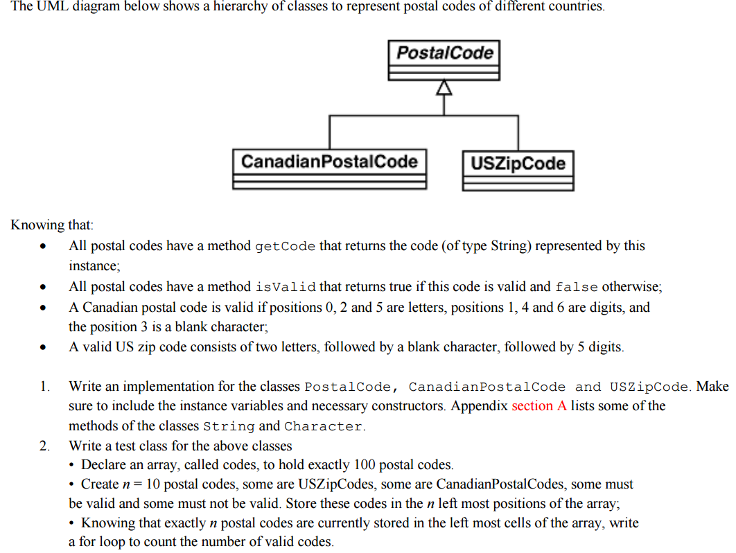 Solved The Uml Diagram Below Shows A Hierarchy Of Classes To 