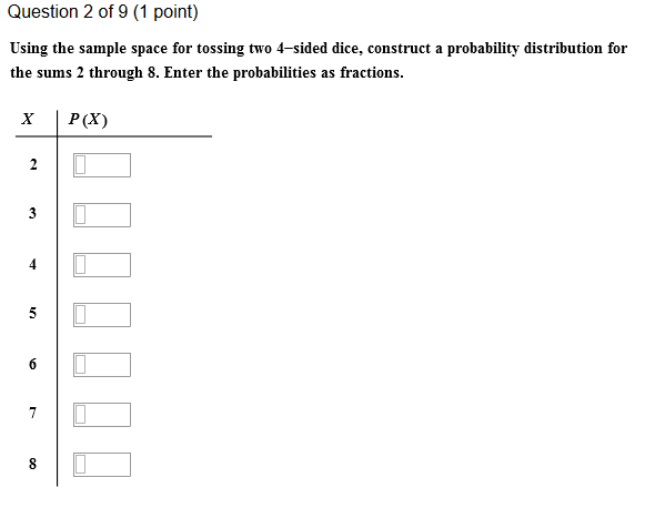 Solved Using the sample space for tossing two 4-sided dice, | Chegg.com
