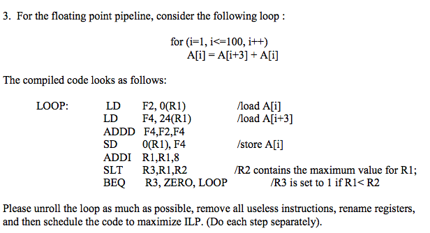 Solved 3. For the floating point pipeline, consider the | Chegg.com