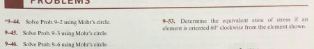 Solved *9-44. Solve Prob 9-2 using Mohr scircle. 9-45. Solve | Chegg.com