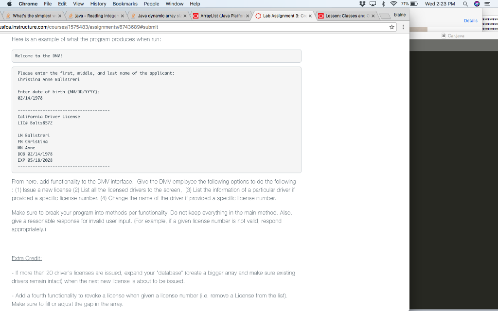 Solved IN JAVA The Department of Motor Vehicles | Chegg.com