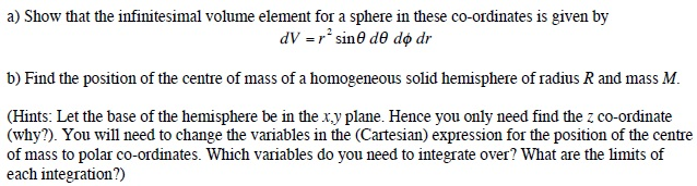 Solved Show that the infinitesimal volume element for a | Chegg.com
