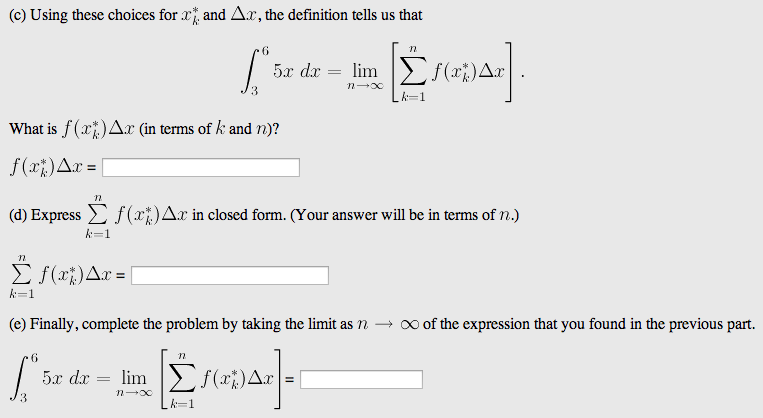 Solved In this problem you will calculate 5x dx by using | Chegg.com