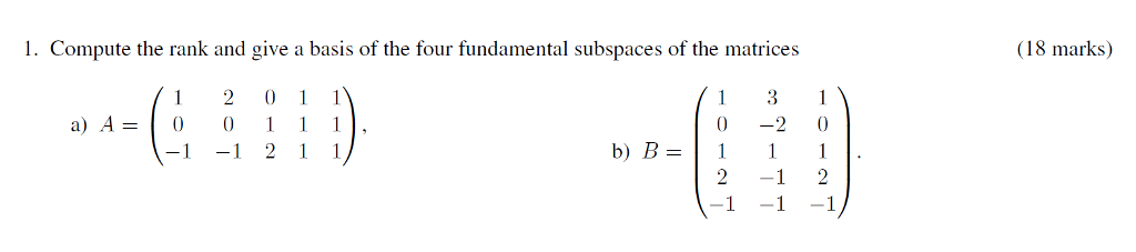 Solved 1. Compute the rank and give a basis of the four | Chegg.com