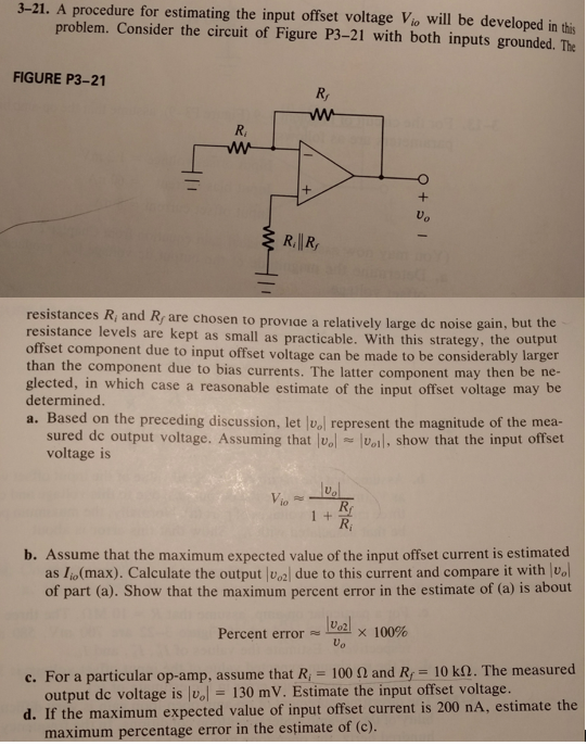 Solved 3-21. A procedure for estimating the input offset | Chegg.com