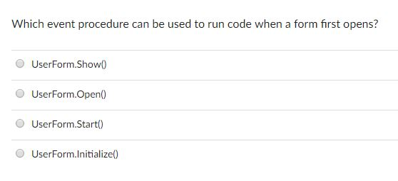 Solved Which event procedure can be used to run code when a | Chegg.com