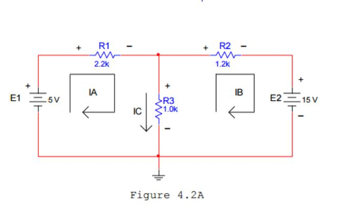 Solved R1- + R2 2.2k 1.2k IA IB R3 1.0K 抄:, Figure 4.2A | Chegg.com