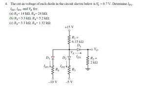 Solved determine Id1,Id2,Id3,Id4 , VA.... V diode= 0.7 a) | Chegg.com
