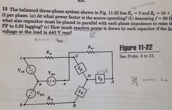 Solved 13 The balanced three-phase system shown in Fig. | Chegg.com