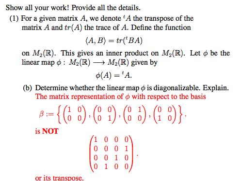 Solved Show all your work! Provide all the details. (1) For | Chegg.com