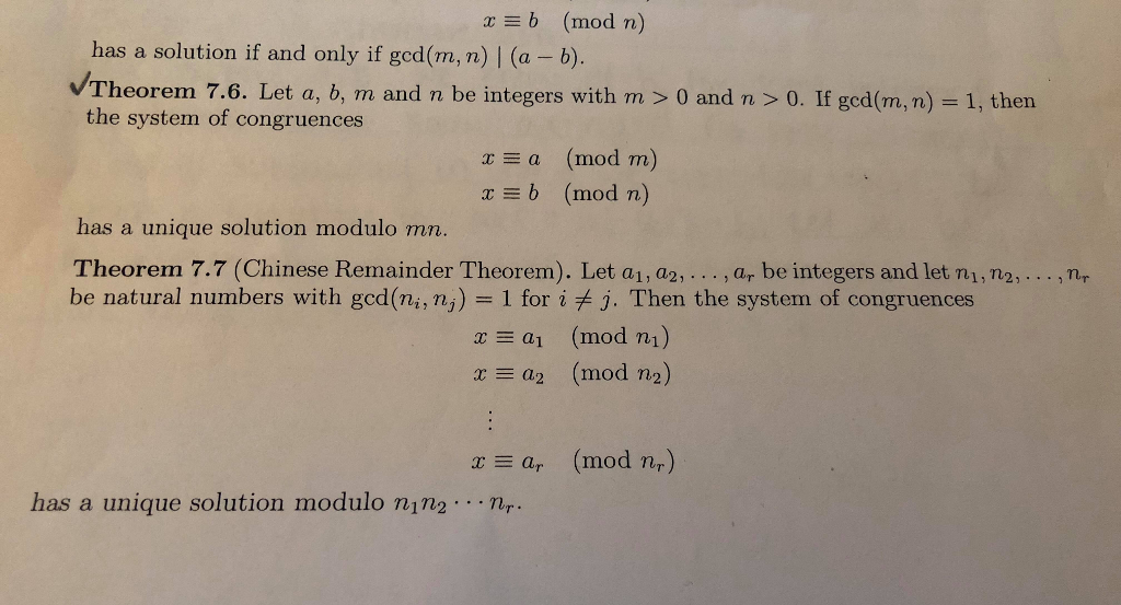 Solved b (mod n) has a solution if and only if ged(m, n) I | Chegg.com