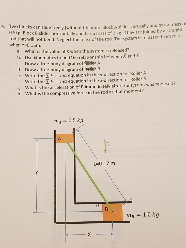 Solved ide freely (without friction). Block A slides | Chegg.com